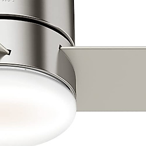 Hunter Fan Company 44" LED Kit 59454 Minimus 44 Inch Low Profile Ultra Quiet Ceiling Fan with Energy Efficient Light and Remote Control, Brushed Nickel Finish