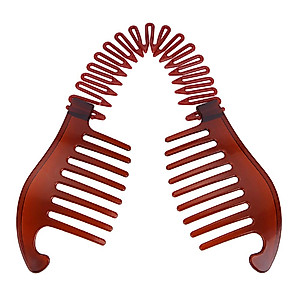 Nifocc Interlocking Banana Combs Stretch Flexible Hair Combs Clips Flexible Ponytail Hair Clincher Hair Accessories for Women and Girls 2 Pcs Brown and Black