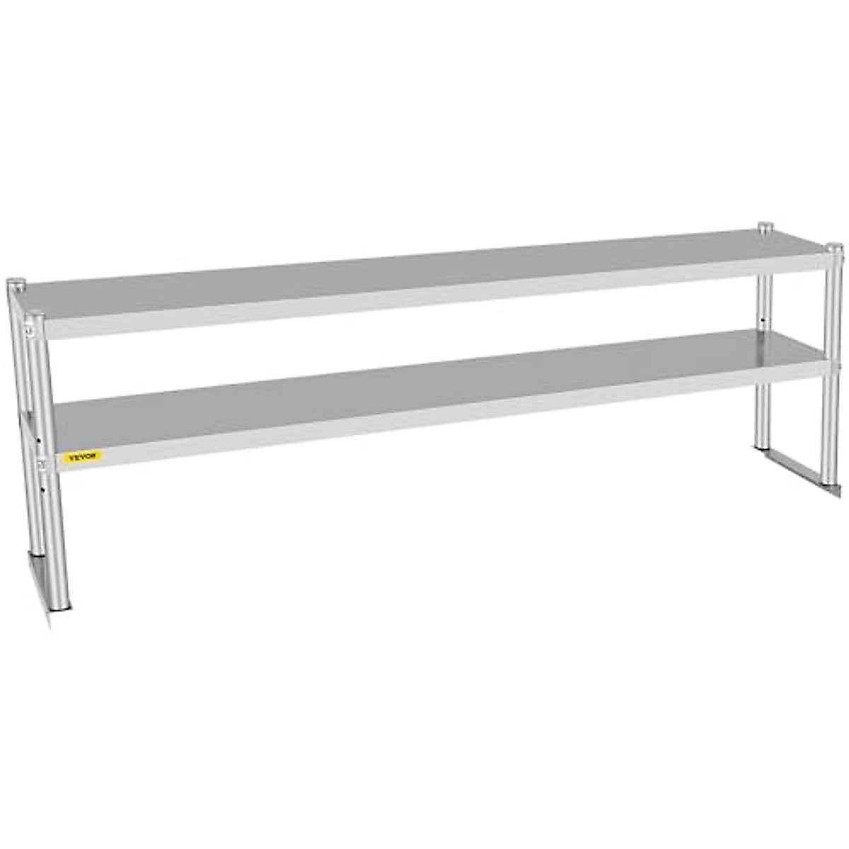 VEVOR Double Overshelf, Double Tier Stainless Steel Overshelf, 72 in Length x 12 in Width Double Deck Overshelf, Height Adjustable Overshelf for Prep & Work Table in Kitchen, Restaurant and Workshop