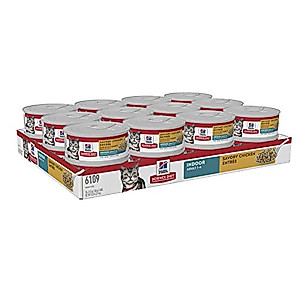 Hill's Science Diet Wet Cat Food, Adult, Indoor, Savory Chicken Recipe, 5.5 oz. Cans, 24-Pack