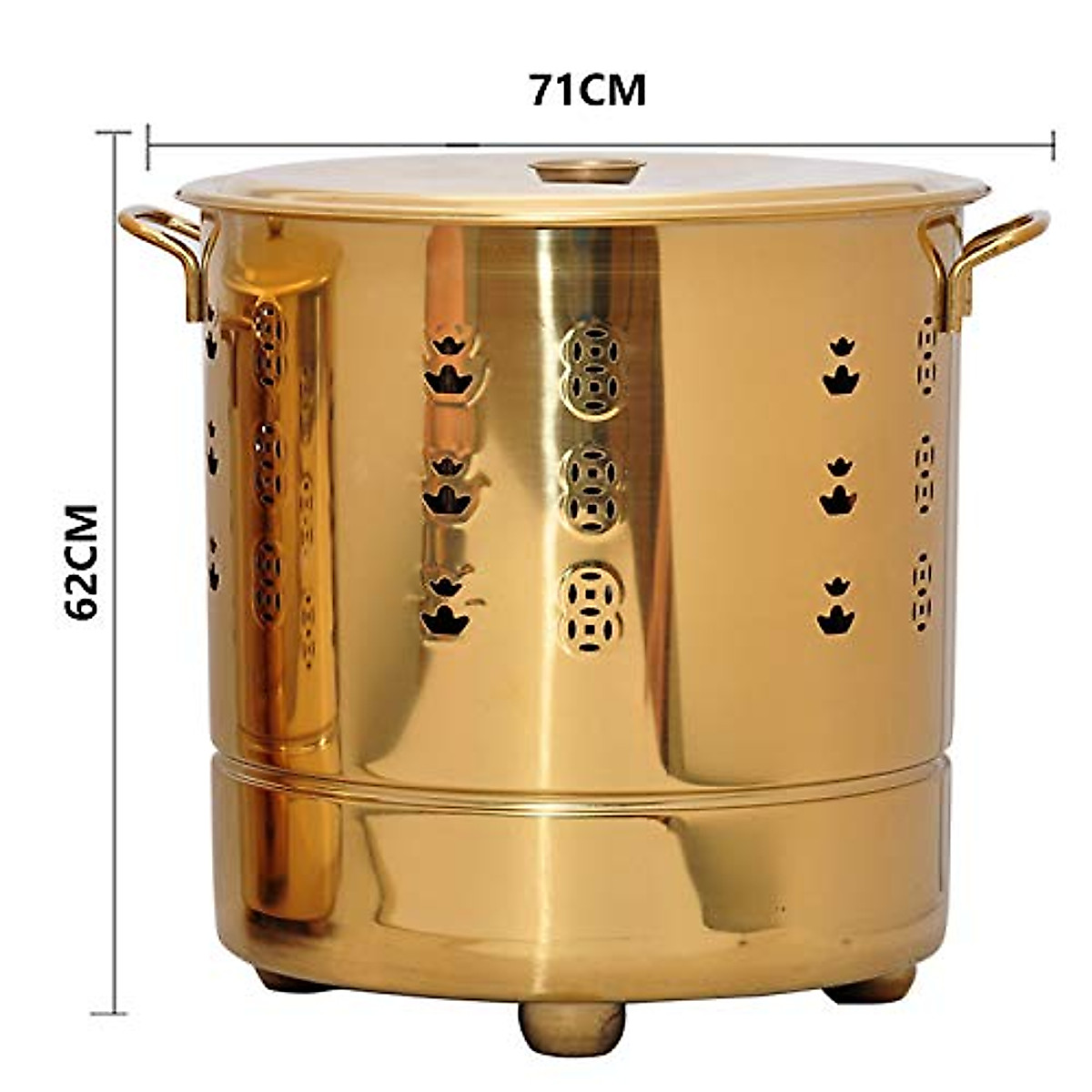 QILIN Stainless Steel Incinerator, Portable Burning Barrel, Used in Gardens, Terraces, Indoors, can Incinerate Waste, Garbage, Paper, Leaves, 5 Sizes, Gold