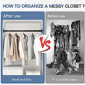 Closet Rod, 1 Inch Diameter Heavy Duty Adjustable Closet Rods for Hanging Clothes 30 to 88 Inch Industrial Closet Hanging Rod Matte Black Closet Poles for Wardrobes