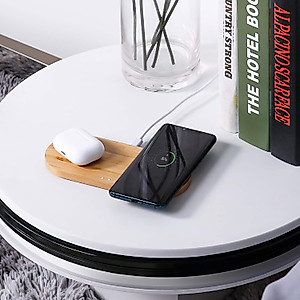 Veelink Bamboo Dual Wireless Charger, Double 10W Wireless Charging Pad Compatible iPhone SE 2020/11/Xs MAX/XR/XS/X/8/8, Samsung S20/S10/S9/S8/Note 20 (Adapter Included)