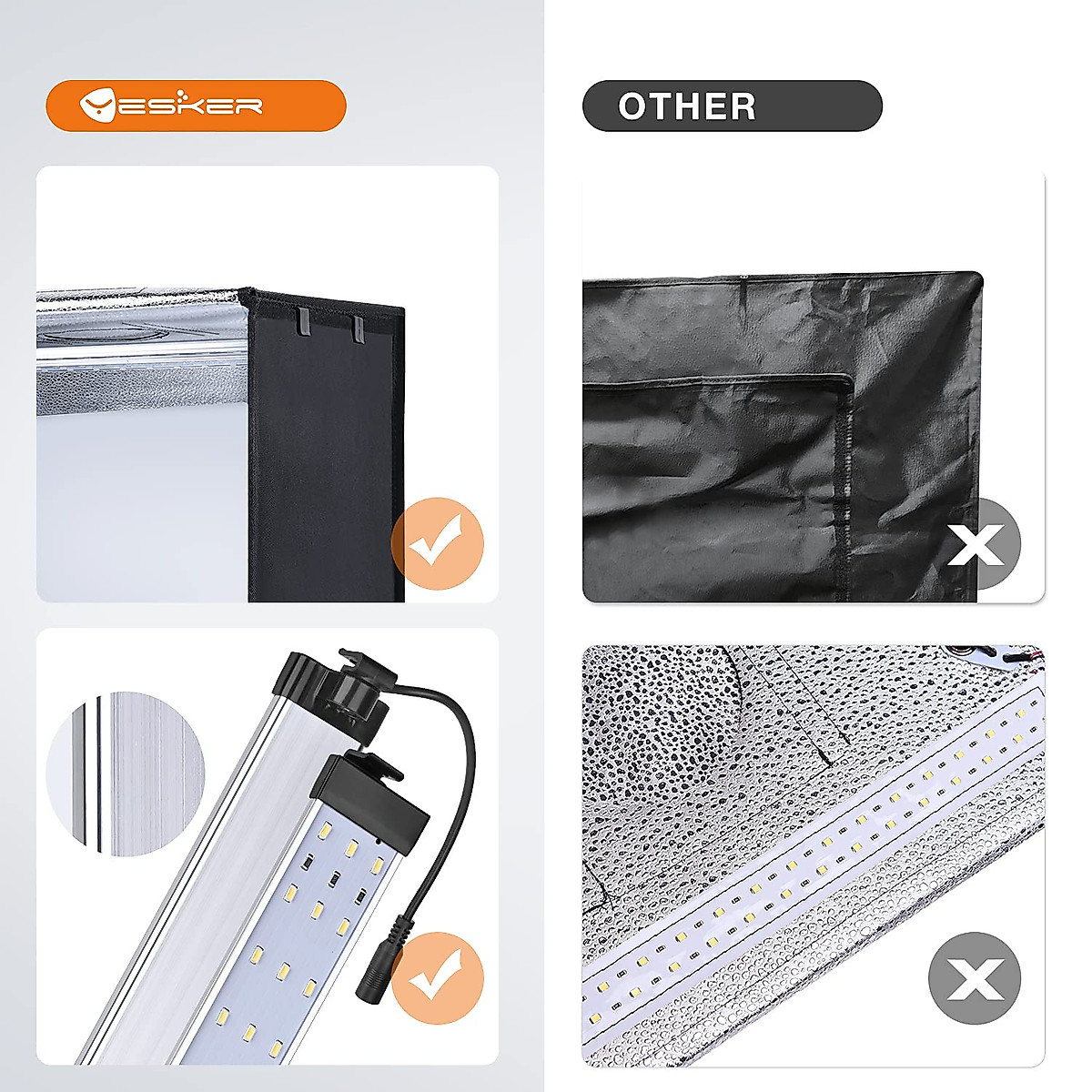 Yesker Photo Light Box, 20x20x20 inch Portable Lighting Tent Kit Brightness Adjustable Studio Photography Booth with 98 Large LED Lights CRI95+ with 4 Background for Large Items Shooting