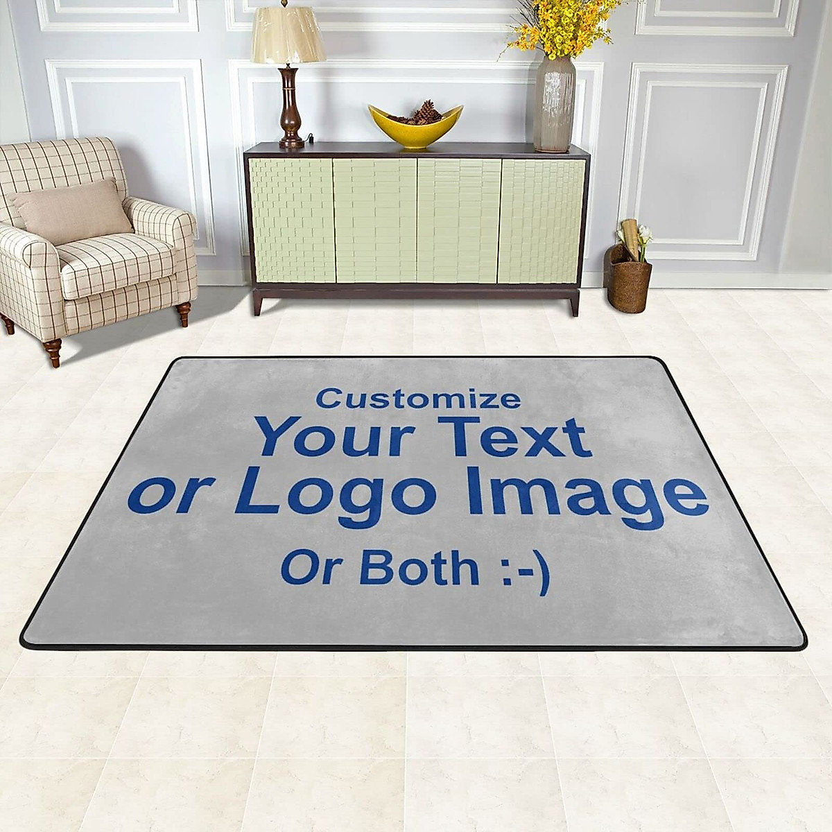 Custom Area Rug Personalized Bath Mat with Picture Image Logo Text Carpet,Customized Outdoor Rug Print Non Slip Rugs Comfort for Bedroom Kitchen Desk Door Welcome Runner Decor Gift 36x24in