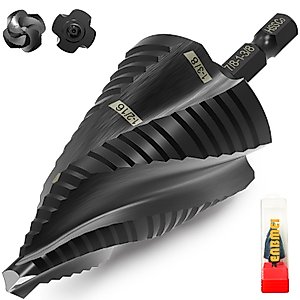 Step Drill Bit M35 Cobalt Four Helical Flutes 1/4" Hex Shank Drill 1/8"-1/2 (13 Sizes) for Working Metal, Wood, Aluminum, Plastic, Great for DIYers