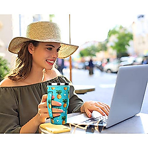 4 Pieces Iced Coffee Cup Sleeves Reusable Neoprene Insulated Sleeves Drink Sleeve Holder with Handle Cup Cover Holder for 30 oz Coffee Beverage Milk Water Cold Hot Drinks, Hawaiian Style