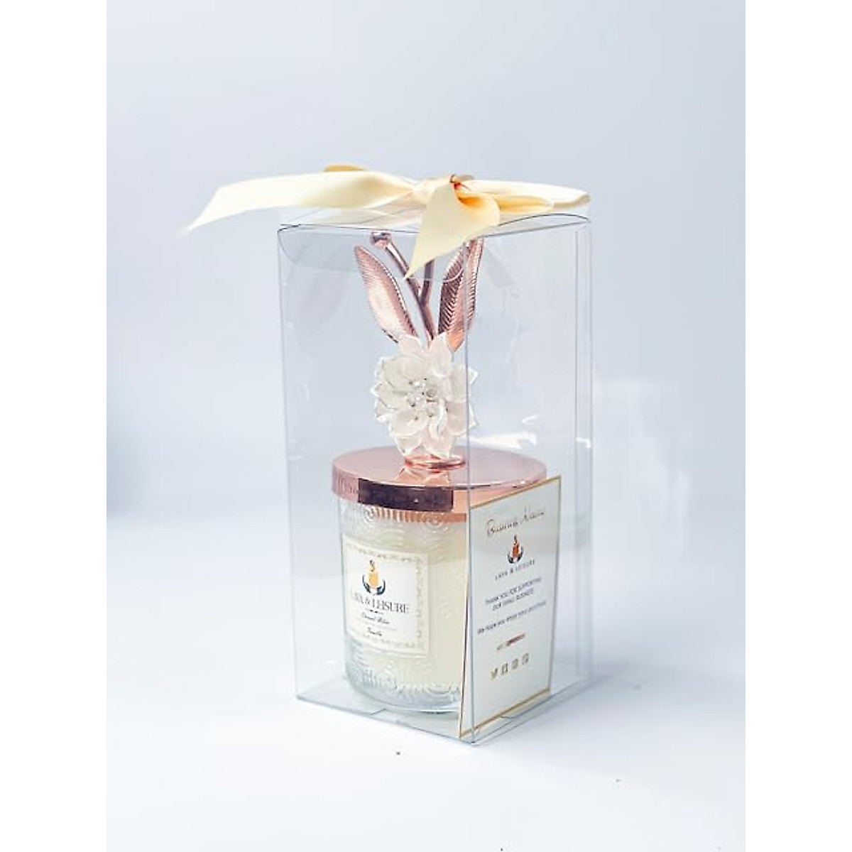 Lava & Leisure Luxury Scented Candles, 7 oz. Glass Vessel, Cotton Wick, Soy Wax, Gift Box, Vanilla Scented, Candles for Home, 45 Hours Long Burning Candle, Decorative Candles, and Aesthetic Candles