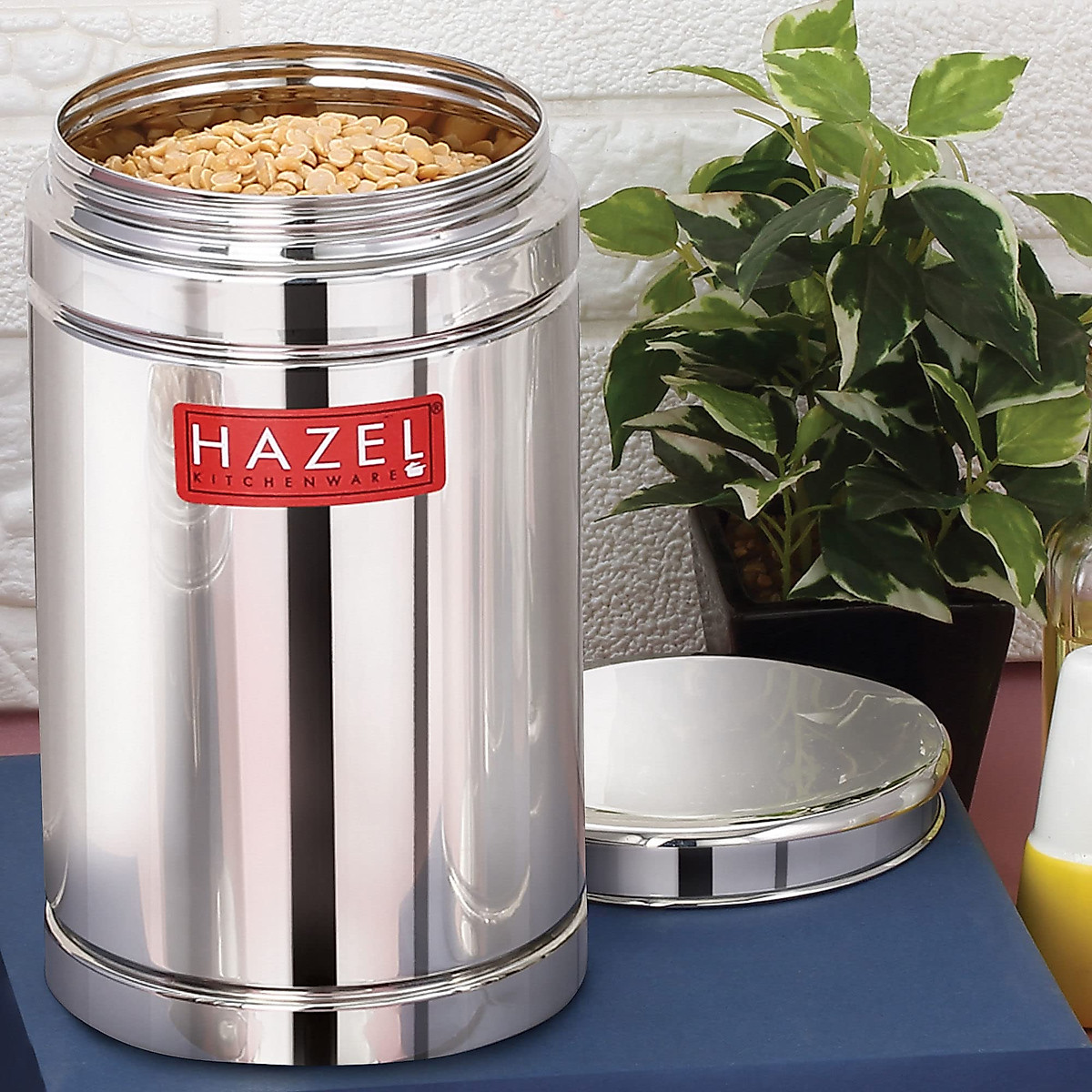 HAZEL Stainless Steel Container Set | 1200 ml Set of 5 Steel Container for Kitchen Storage Set | Air Tight Containers for Kitchen Storage | Ideal for Storing Rice, Cereal, Pulse, Snacks.