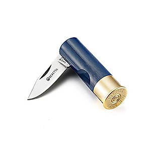 Beretta Shotgun Shell Stainless Steel Hunting Pocket Folding Knife, Blue