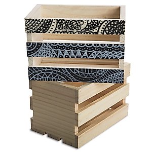 S&S Worldwide Small Pine Crates. Unfinished & Ready To Decorate W/Paint, Stain, Markers, Wood Slats on Sides and Bottom, Ends are Solid Wood. Pre-assembled With Nails. Approx. 6a x 4a x 4a, Pack of 6