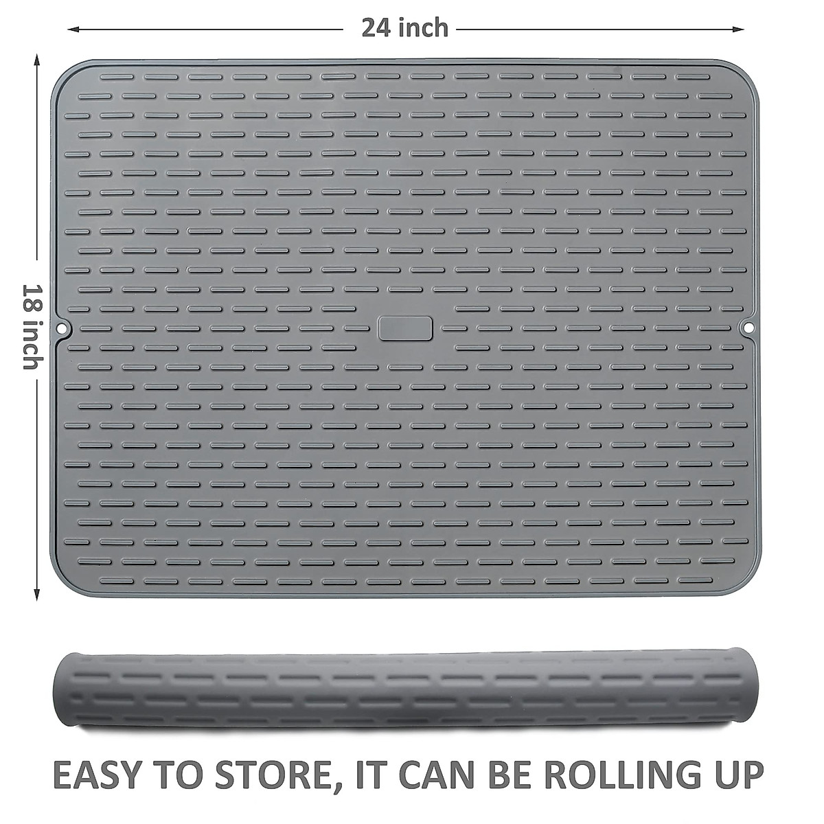 Tongjude Silicone Dish Drying Mat - Extra Large 24" x 18" - Flexible Rubber Dish Draining Mat, Heat Resistant Silicone Trivet, Oversize Counter Top Mat, Sink Mat