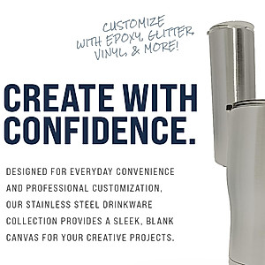 Hogg 14 oz Coffee Mug Tumbler (25 Units), Coffee Tumblers Bulk, Metal Tumblers with Lids and Straws, Stainless Steel Insulated Tumblers Bulk, DIY Tumbler, Silver Mug 14 oz