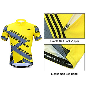 Men Cycling Short Kits Bike Biking Jackets Short Sleeve Padded Riding Gear US XL Yellow