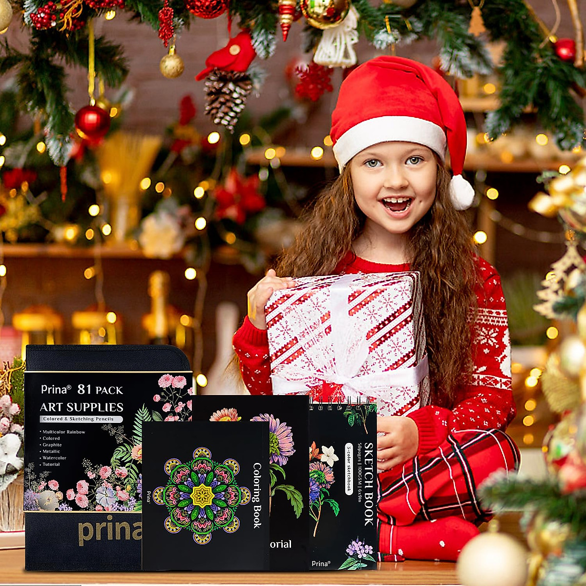 PRINA 81 Drawing Set Sketching Kit, Pro Sketch Stuff Art Supplies with Rainbow, Colored, Graphite, Watercolor, Metallic, Charcoal Pencils, Sketchbook, Coloring Book, Gift Case for Artists Adults Kids