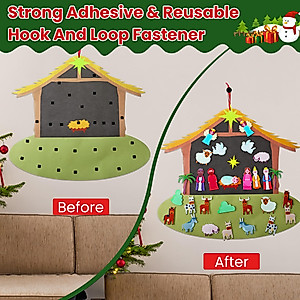 Enhon DIY Felt Christmas Tree Set, Felt Nativity Advent for Christmas with 29 Pcs Detachable Ornaments, Felt Christmas Tree, Christmas Door Wall Hanging Decor, Christmas Decor