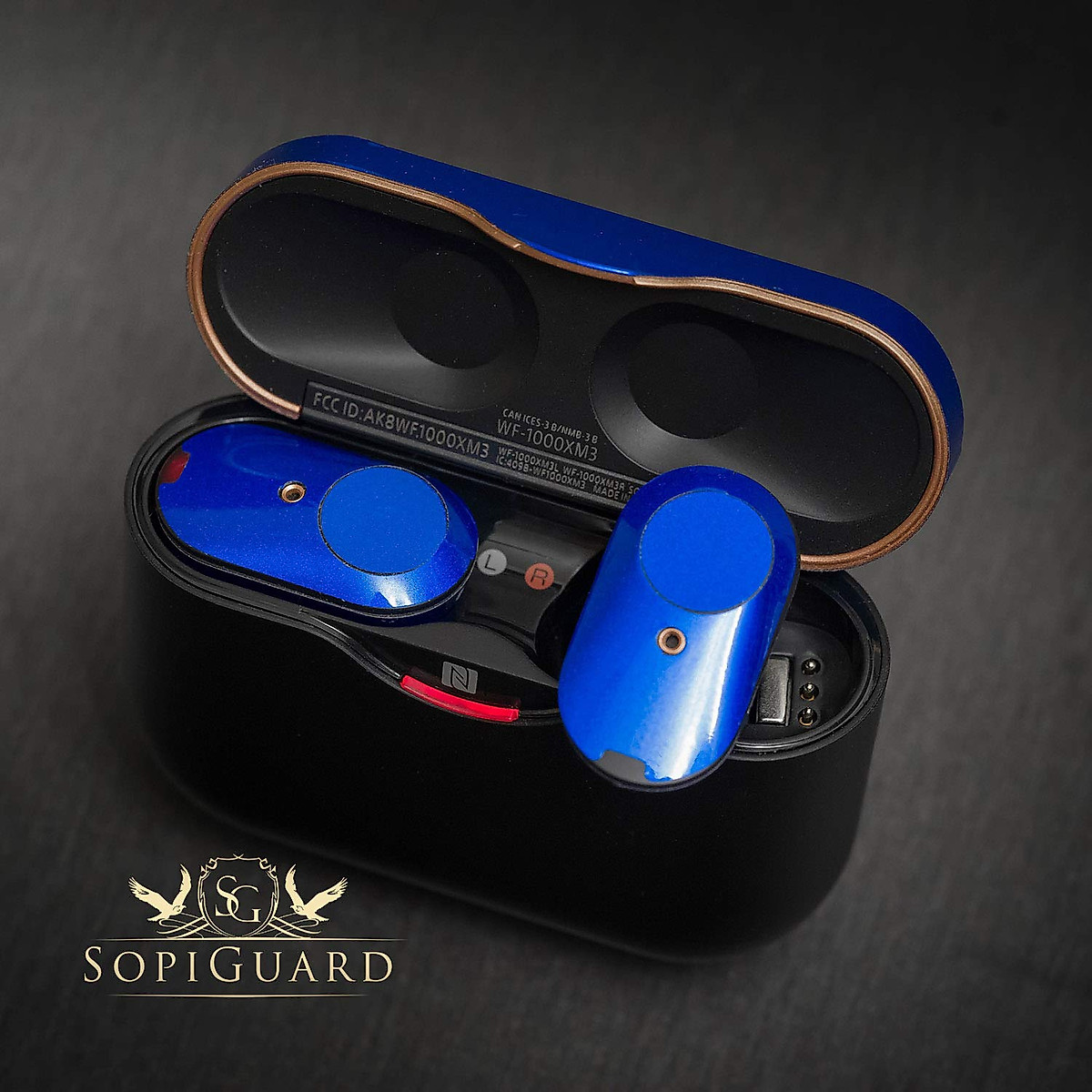 SopiGuard Skin for Sony WF-1000XM3 Earbuds Precision Vinyl Sticker Wrap (3M Brushed Gunmetal Gray)