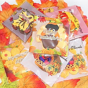HADDIY Thanksgiving Cookie Treat Bags,240 Pcs Small Cellophane Self Adhesive Fall Pumpkin Candy Goody Bags in Bulk for Autumnt Thanksgiving Party Favor