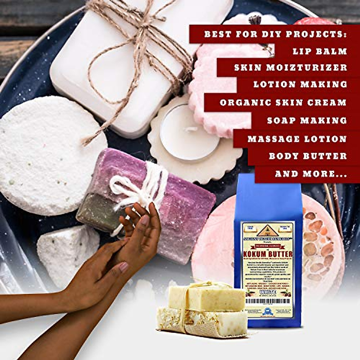 ANCIENT HEALTH REMEDIES Cosmetic Grade, PURE KOKUM BUTTER JAR/BLOCK. Bulk, Odor Free Alternative to Raw, Soft Butters. Ideal Hard Base for DIY Balms, Creams, Candle and Hand Creams (INDIA) (16ozBar)