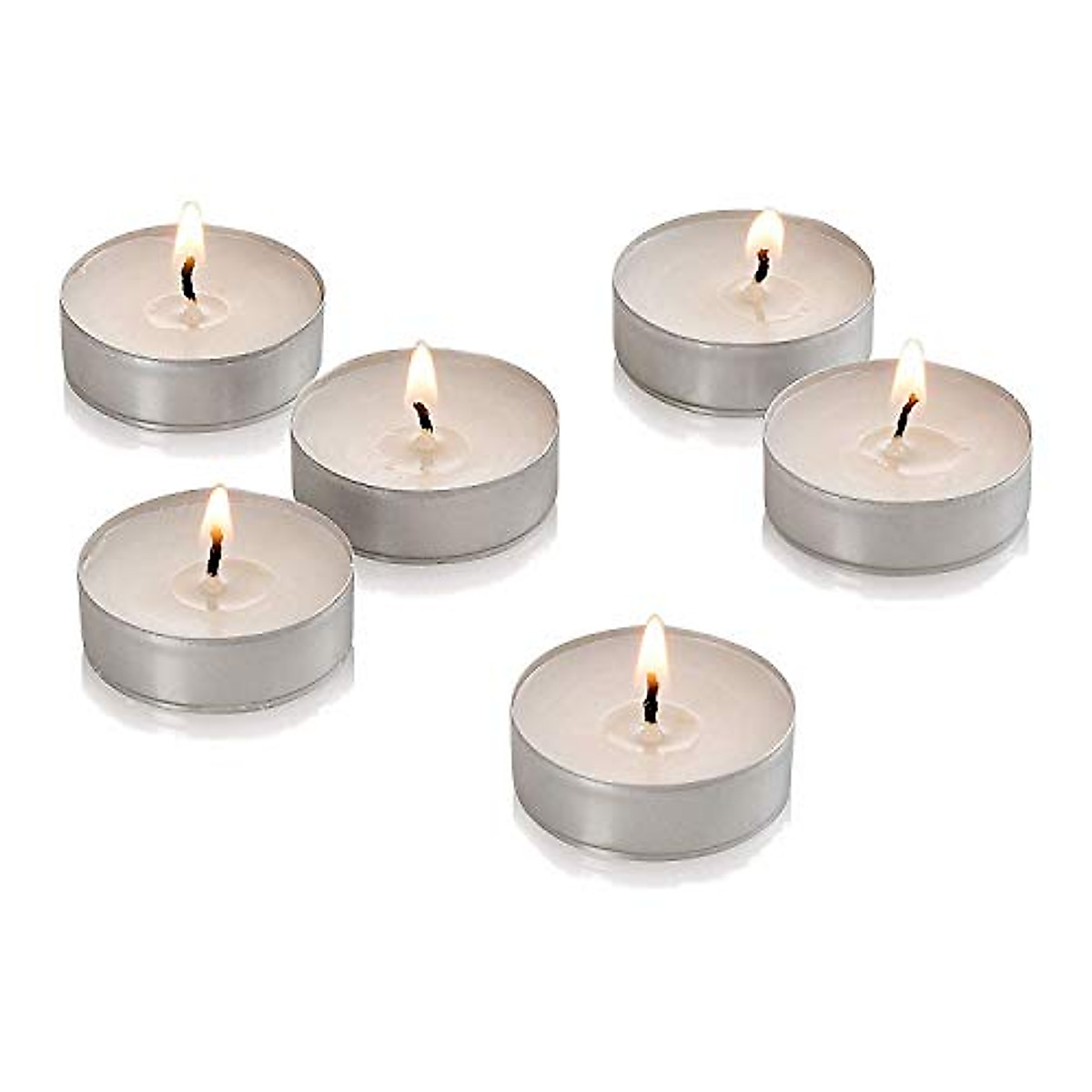 Bulk Set of 250 Tealight Candles in Metal Cups (White) 4.5 Hour Burn Time ( Unscented Tea Lights )