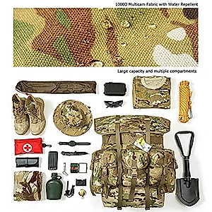 MT Military Rucksack Alice Pack Army Tactical Backpack with Frame and Butt Pack
