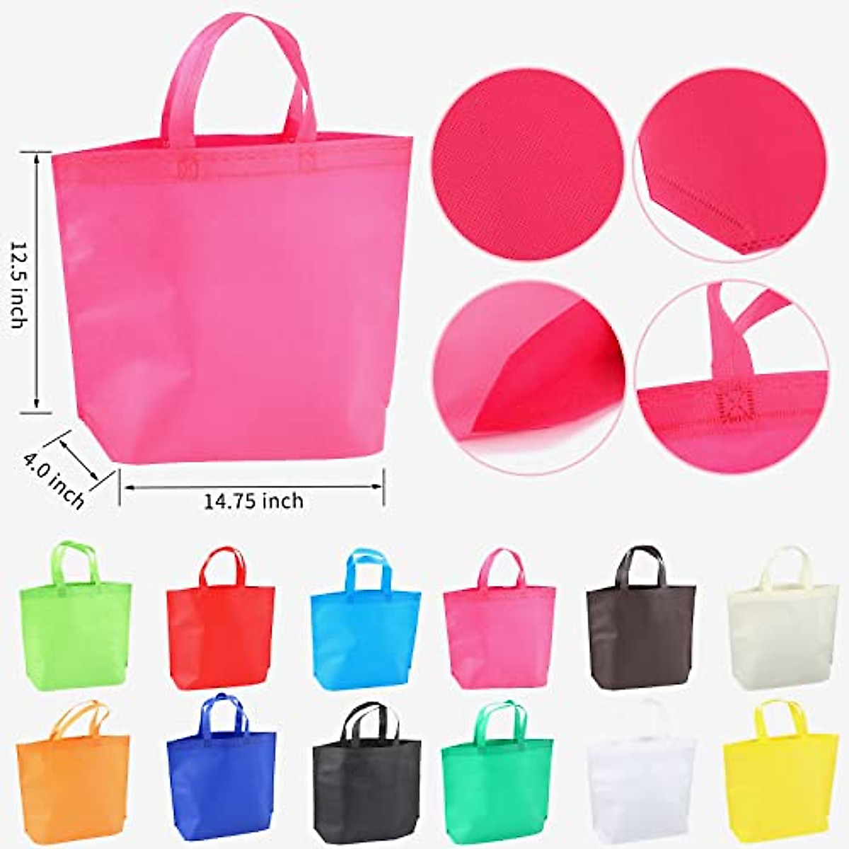 CUSKENA cuskena36 Pcs Reusable Large Tote Bags Bulk 12 Colors Party Gift Tote Bag