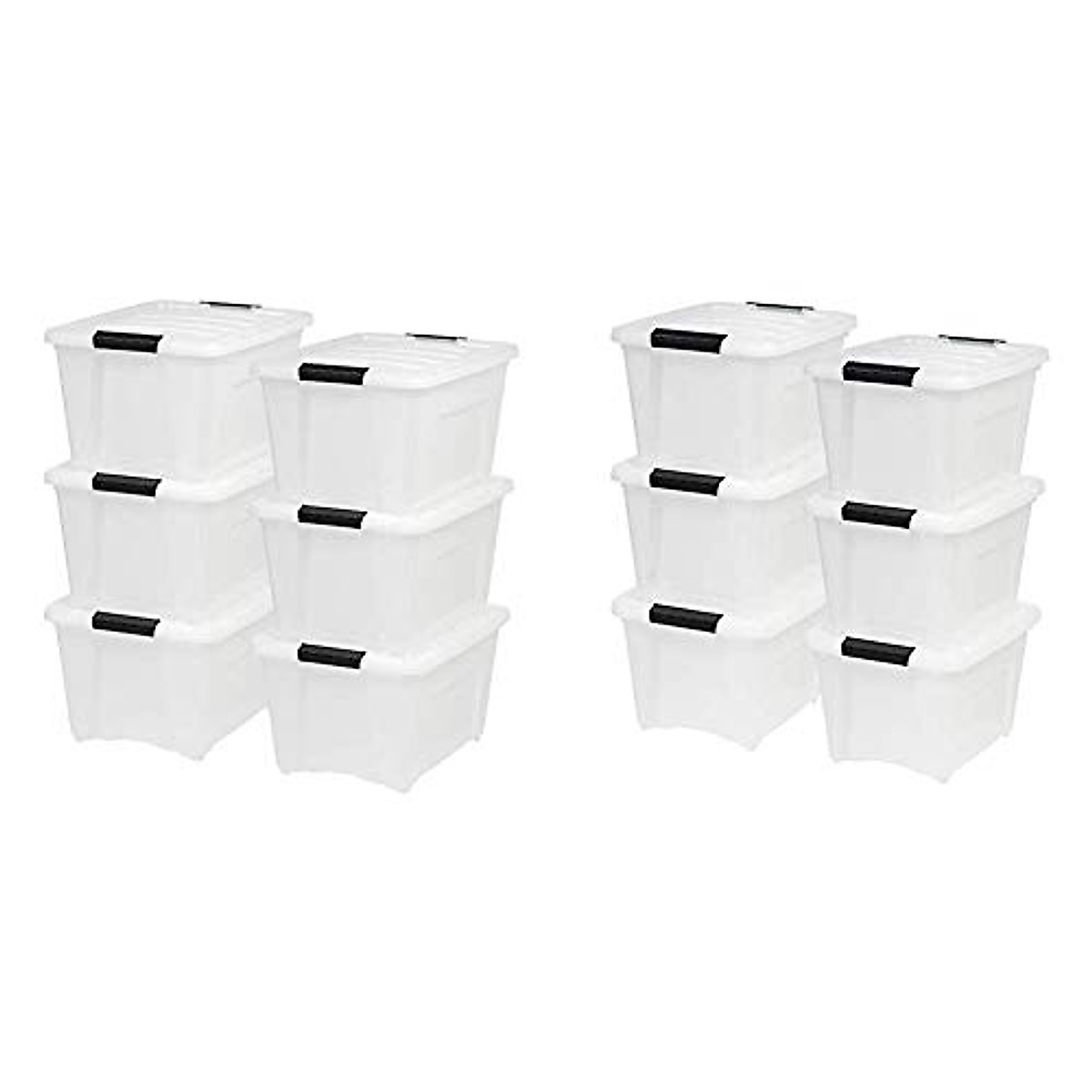 IRIS USA, Inc. TB-28 32 Quart Stack & Pull Box, Multi-Purpose Storage Bin, 6 Pack with Inc TB-17 19 Quart Stack & Pull Box, Multi-Purpose Storage Bin, 6 Pack