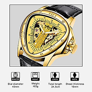 BOSNI Triangle Men Mechanical Wristwatches Luxury Golden Dial Automatic Watch Men Skeleton Wrist Watches