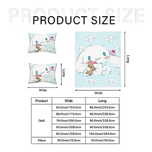 RIDD 3pcs Cinnamoroll Duvet Cover, Twin Bedding Sets, Kawaii Bedding, Anime Comforter Bedspread Quilt Cover, Kawaii Beding Gifts for Teenage Boys Girls, 2 Pillow Sham