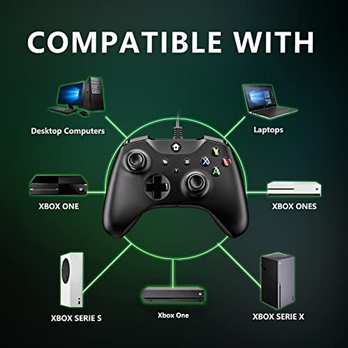 YUYIU 【Upgraded Wired Controller for Xbox Series X|S, Xbox One, Windows 10 and above, PC Controller with 3.5 mm Audio Jack, Black