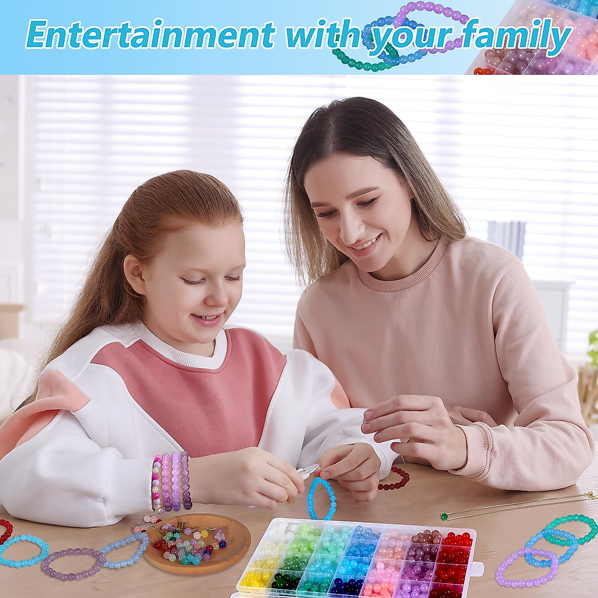 700 Pcs 8mm Glass Beads for Jewelry Making,28 Colors Crystal Beads Bracelet Kit for Bracelet Jewelry Making and DIY Crafts