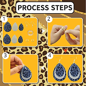 AOUXSEEM 181 Pcs Faux Leather Earrings DIY Making Kit, Contains 60 Pre Cut Metallic Vinyl and Leopard Printed Fabric Earring Pieces,60 Earring Hooks 60 Jump Rings 1 Jump Ring Opener