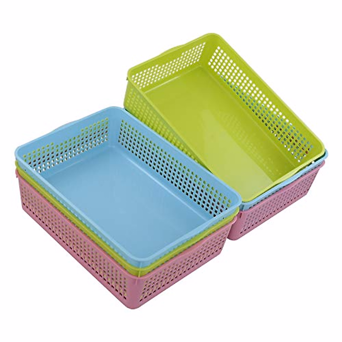 Easymanie Colorful Plastic Basket Tray, A4 Paper Baskets, Pack of 6