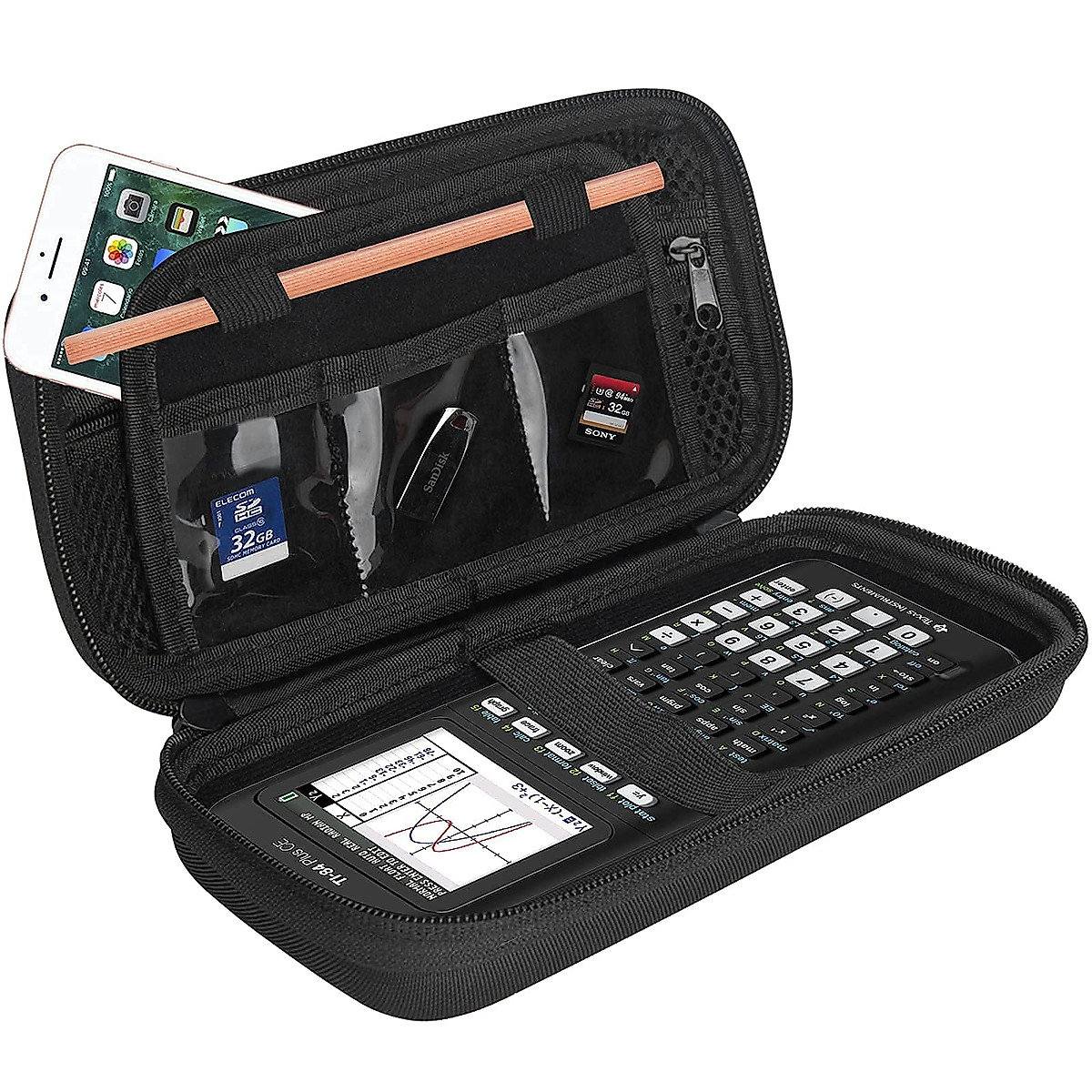 ProCase Hard EVA Case for Texas Instruments Ti-84 Plus CE Bundle with Portfolio Business Padfolio Folder with Zipper