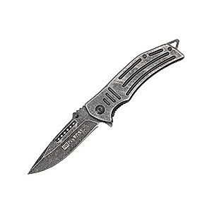 Wartech PML104 Milspec Tactical Assisted Open Pocket Knife with Stonewashed Handle and Blade, 8"