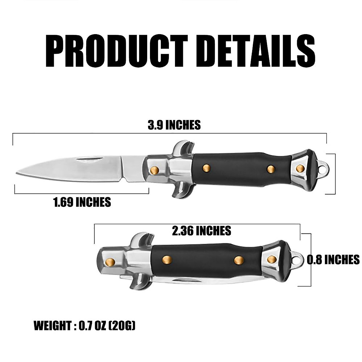 UDANJOVI Small Mini Edc Pocket Knives, Tactical Folding Blade Knives, with Chain Neck Knife Utility Necklace Knife, for Hunting, Survival, Camping,Everyday Carry, Key Accessories