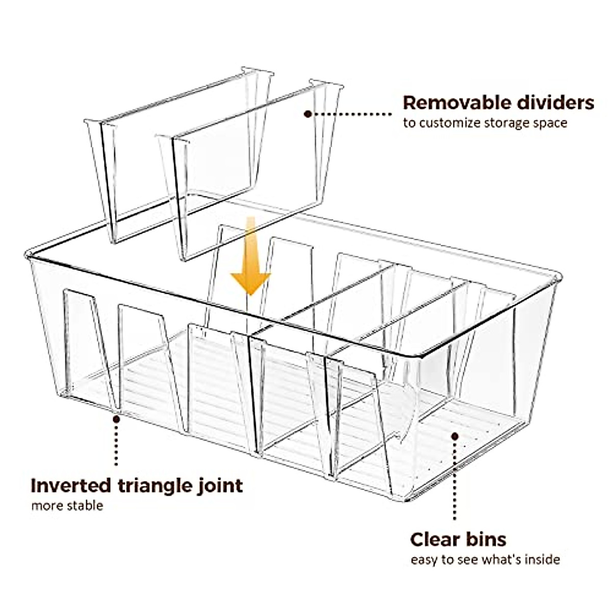 Puricon 4 Pack Pantry Organization and Storage Bins for Kitchen Fridge Countertop Cabinet Bundle with 2 Pack Under Sink Organizer, 2-Tier L-Shape Sliding Under Sink Organizers and Storage