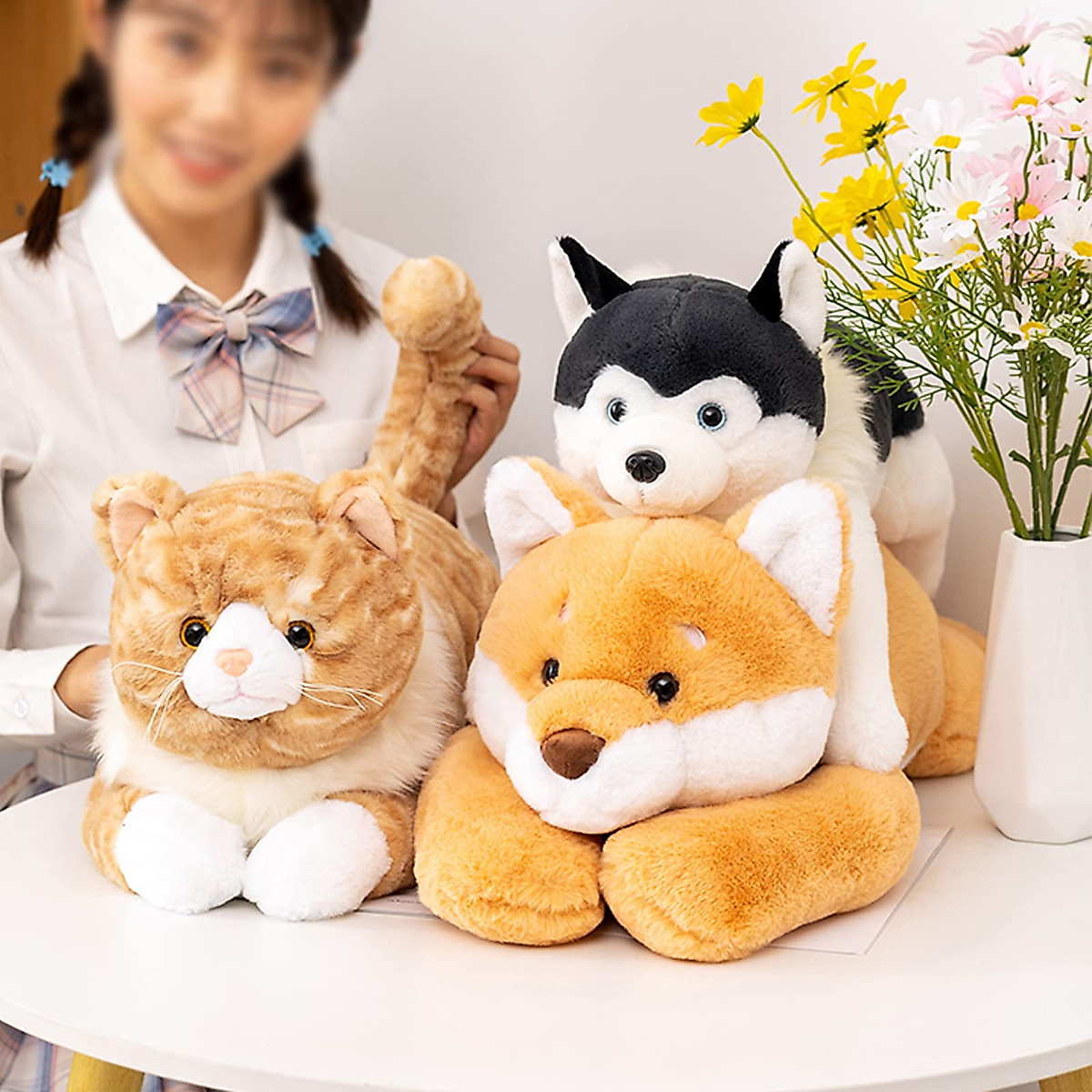 Fawowe Cat Weighted Stuffed Animals, 5.3 lbs 25.5 inch Weighted Cat Plush Toy Realistic Cat Weighted Plush Animals Pillow Gifts for Adults and Kids