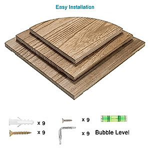 Amy Dceom Rustic Wood Corner Wall Shelves Set of 3, Wall Mount Solid Wood Floating Corner Shelves for Bedroom, Living Room, Bathroom, Kitchen (Natural)