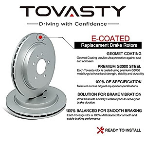 [Rear] TOVASTY Brake Pads and Rotors Kit for Kia Soul 2020-2021 E-Coated [BKC0874]