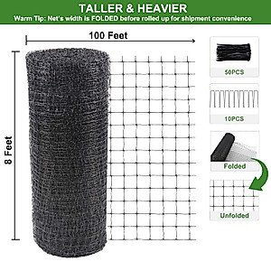 Mklsit Deer Netting Fence, 8ft x 100ft Bird Netting Heavy Duty Garden Netting for Garden Protection Fruit Trees Vegetable Plants Against Birds, Deer and Other Animals