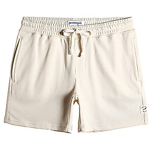 maamgic Mens Athletic Gym Shorts 5.5" Elastic Waist Casual Pajama Pocket Jogger Men Workout Short Pants Ivory