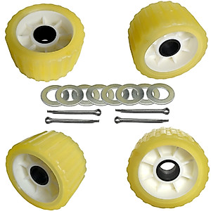GHmarine 3" Width x 5" OD Boat Trailer Rollers Poly Ribbed Wobble Mounting Hole Diameter 1-1/8"