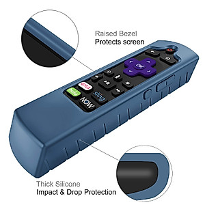CaseBot Remote Case for Roku Voice, Express HD / 4K+, Ultra LT Enhanced Voice, Express 3930, Premiere+ 3921, Streaming Stick+ Remote, Honey Comb Anti Slip Shockproof Silicone Cover, Cyan Blue