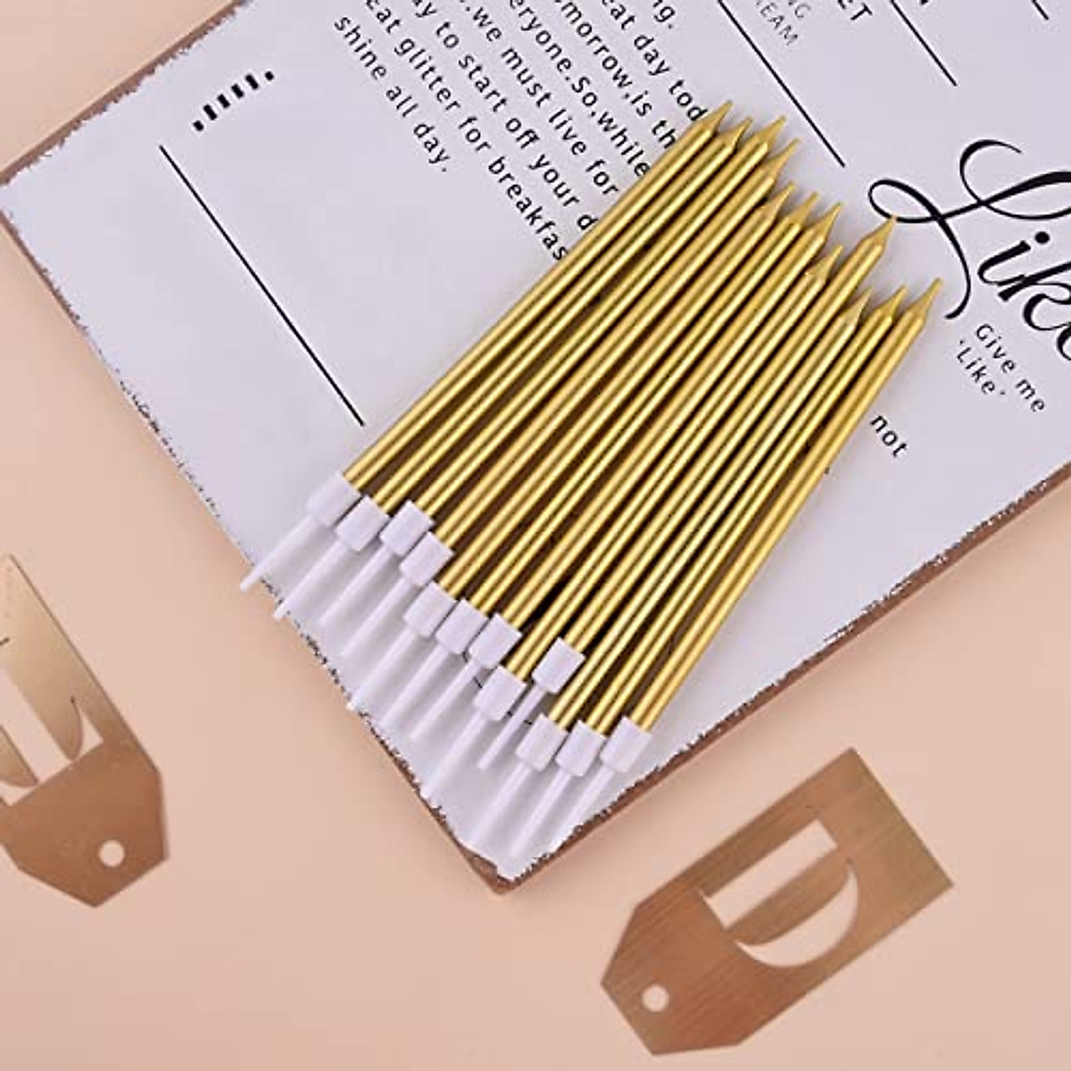 PHD CAKE 24-Count Gold Long Thin Metallic Birthday Candles, Cake Candles, Birthday Parties, Wedding Decorations, Party Candles