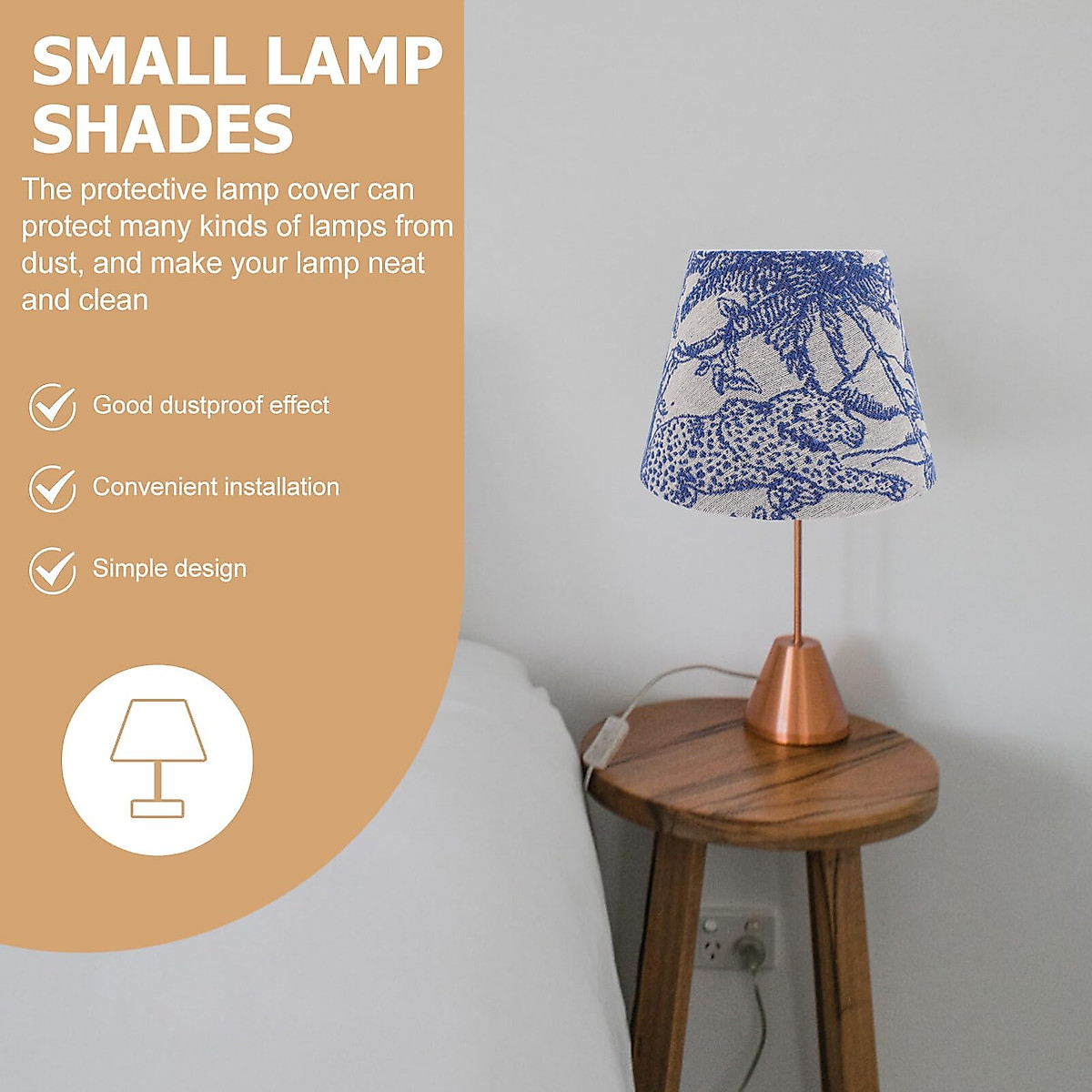 Beaupretty Lamp Shades Clip on Lamp Shade Small Lamp Shade Embroidery Fabric Lamp Cover Tabletop Drum Lampshade for Floor Table Lamp Blue Floor Lamp Shade Replacement Small Lamp Shades