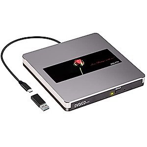 NOLYTH External DVD Drive USB 3.0 Type-C CD/DVD Burner Portable DVD Player for Laptop Disc Drive Slim Optical Drive CD ROM External Drive for Laptop Mac PC Windows MacBook Apple Desktop