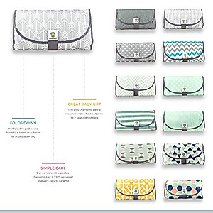 SnoofyBee - Portable Baby Changing Station: Compact, Clean-Hands Design with Dual Storage Pockets - Waterproof & Stylish (Grey Arrow)