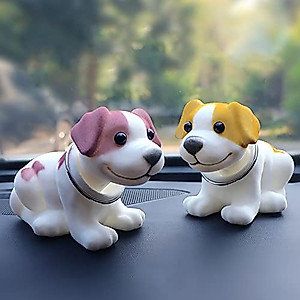SEADEAR Dog Car Shaking Head Resin Ornament Cute Car Dashboard Bobble Head Dog Decoration Funny Car Interior Shaking Head Puppy Decor,for Desktop Ornament Home Office Decor