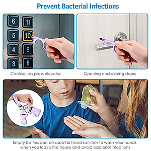 AMIR Safety Keychain Set for Women and Kids, 10 Pcs Safety Keychain Accessories, Keychain Set for Girls with Safe Sound Personal Alarm, No Touch Door Opener, Whistle and Pom, Purple